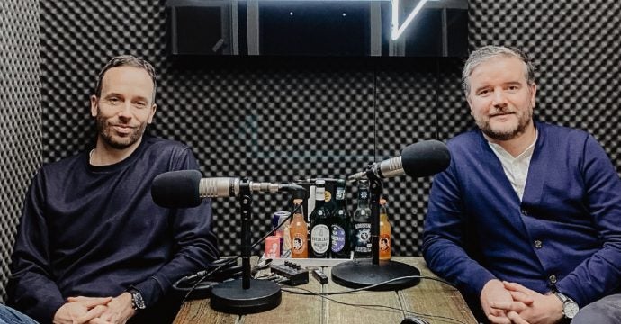 Philipp Westermeyer und Pip Klöckner bei der Aufnahme des OMR Podcasts ...